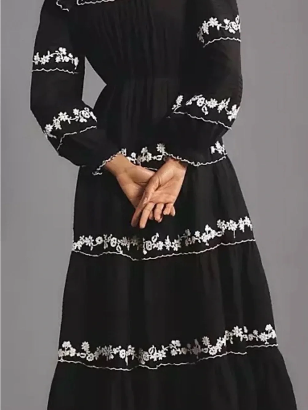 FARM Rio | Dresses | Farm Rio Smocked Black Maxi Dress With White ...